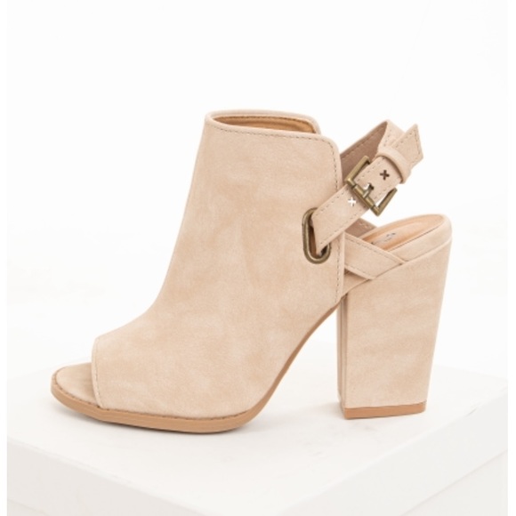 SwankStyles | Shoes | Beige Peep Toe Bootie Ankle Strap | Poshmark